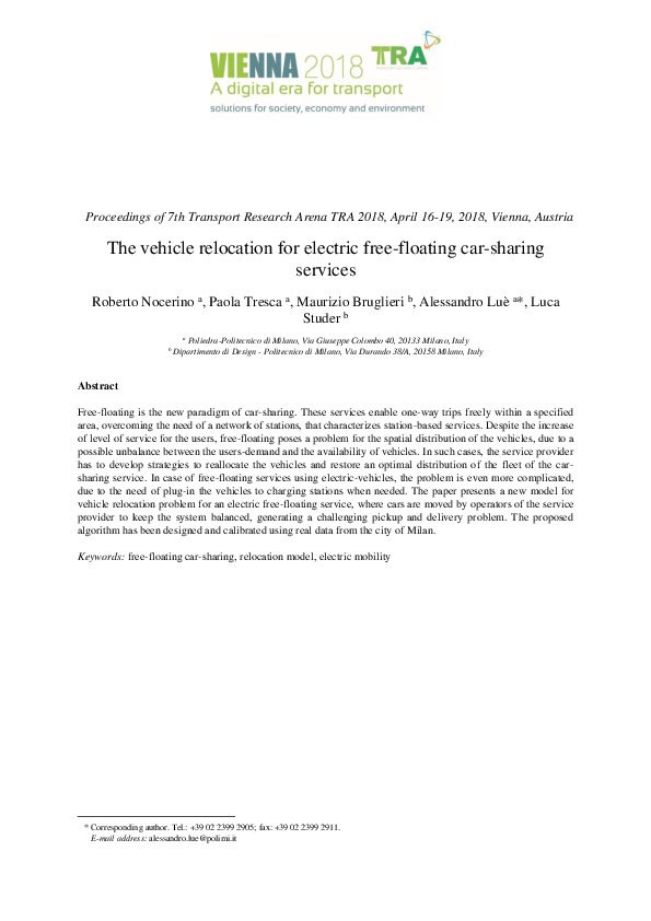 Pdf The Vehicle Relocation For Electric Free Floating Car Sharing Services