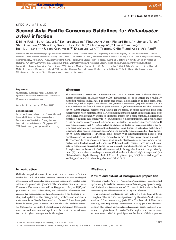(PDF) Second Asia-Pacific Consensus Guidelines forHelicobacter ...