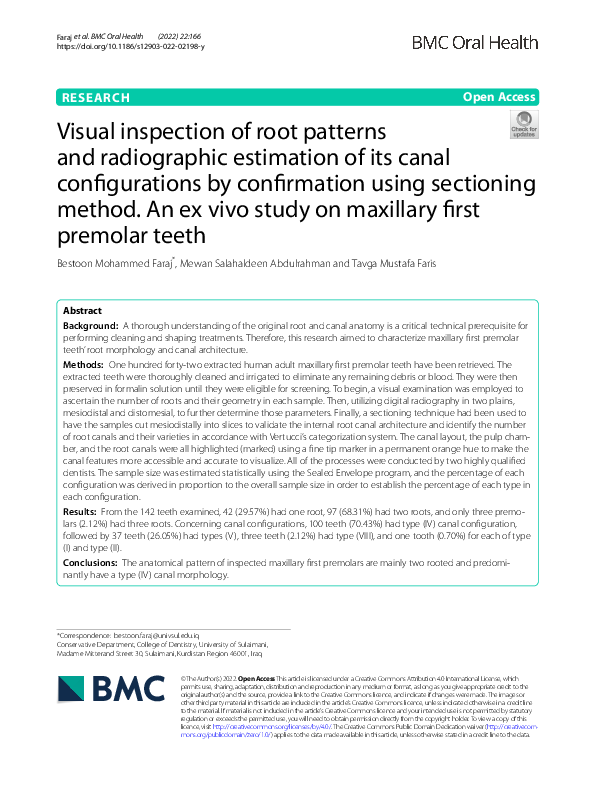 (PDF) Visual inspection of root patterns and radiographic estimation of ...
