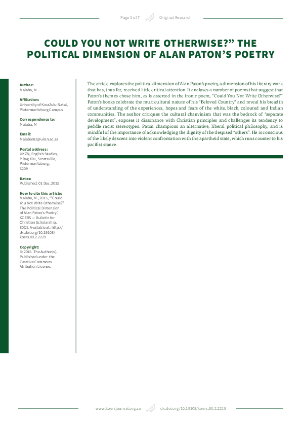 (PDF) “Could You Not Write Otherwise?” The Political Dimension of Alan ...