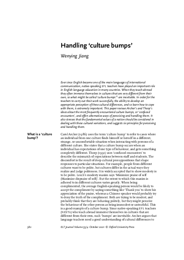 (PDF) Handling 'culture bumps