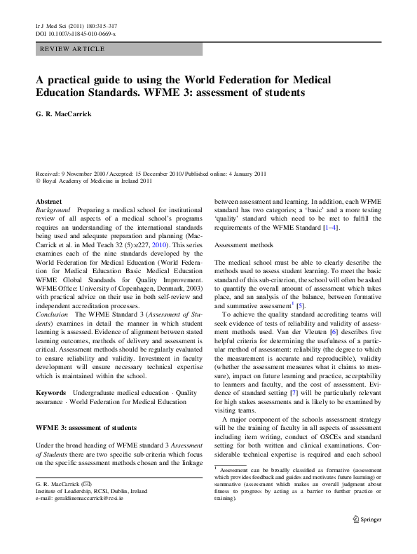 (PDF) A practical guide to using the World Federation for Medical ...