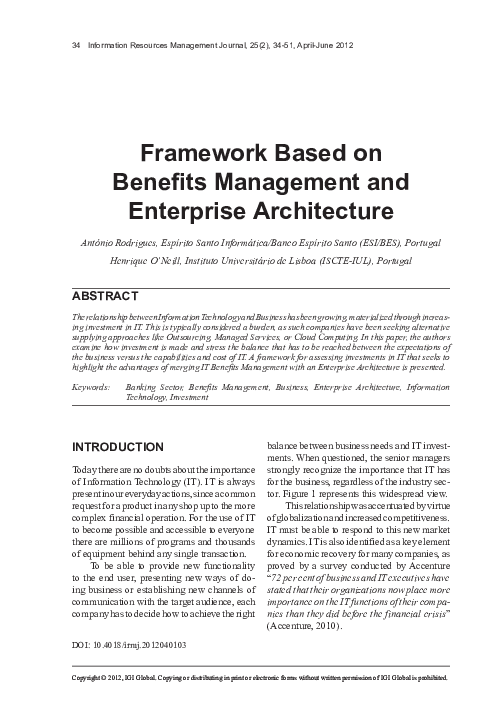 Pdf Framework Based On Benefits Management And Enterprise Architecture
