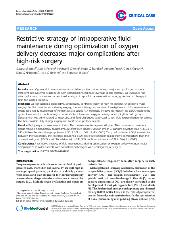(PDF) Restrictive strategy of intraoperative fluid maintenance during ...
