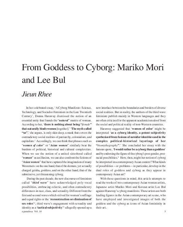 (PDF) From Goddess to Cyborg: Mariko Mori and Lee Bul