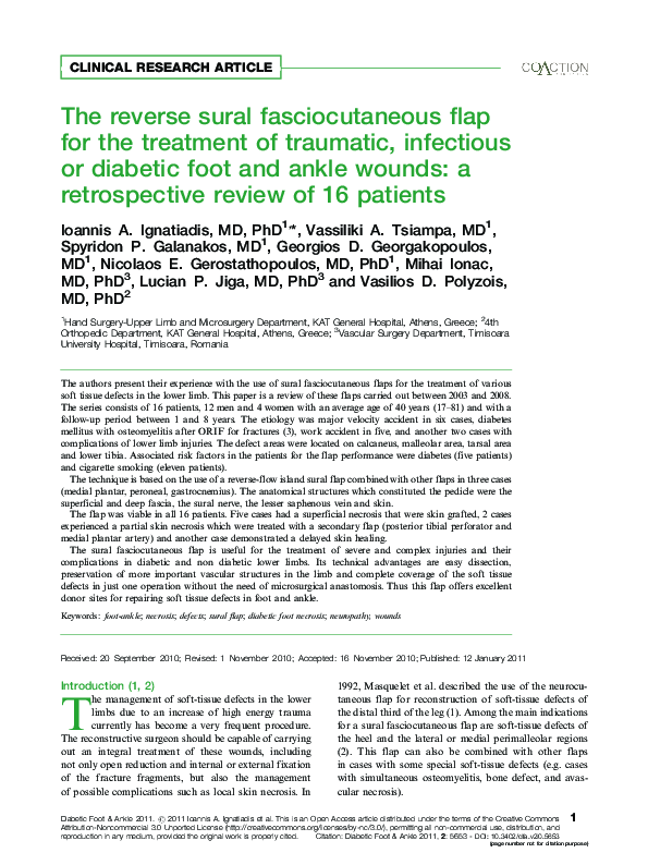 (PDF) The reverse sural fasciocutaneous flap for the treatment of ...