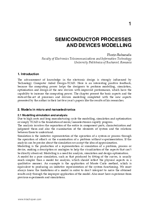 (PDF) Semiconductor Processes and Devices Modeling
