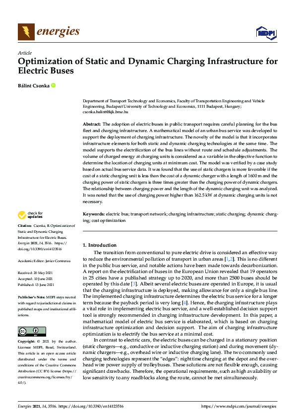 (PDF) Optimization of Static and Dynamic Charging Infrastructure for ...