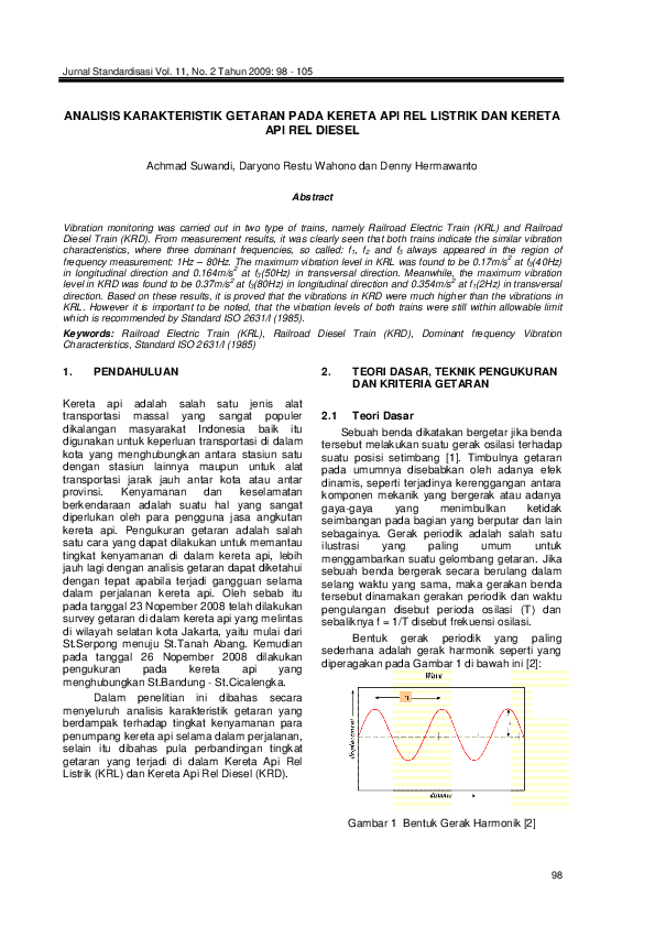 (PDF) Analisis Karakteristik Getaran Pada Kereta Api Rel Listrik Dan ...