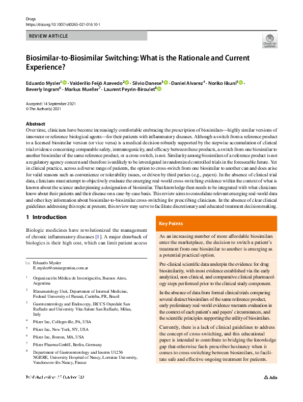(PDF) Biosimilar-to-Biosimilar Switching: What is the Rationale and ...