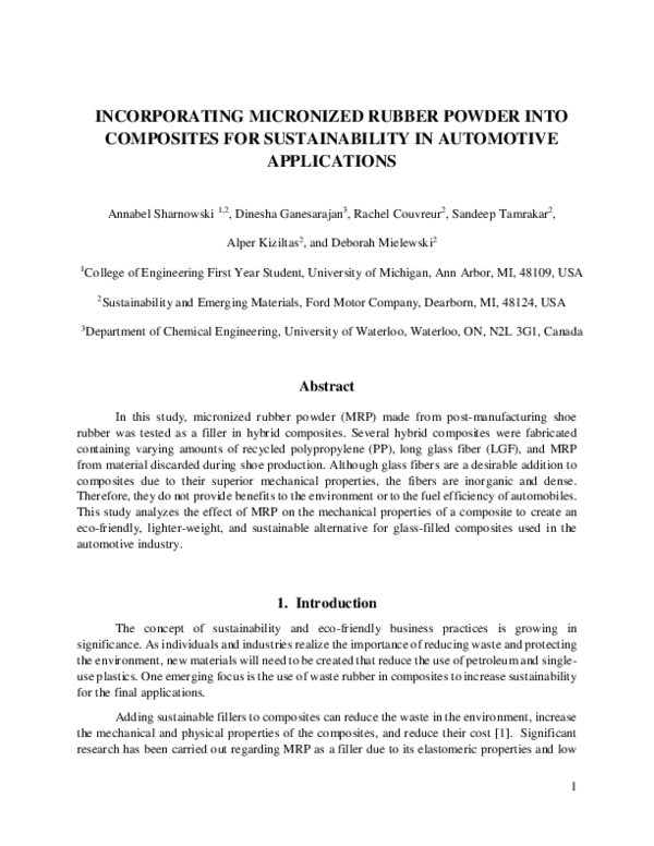 (PDF) Incorporating Micronized Rubber Powder Into Composites for ...