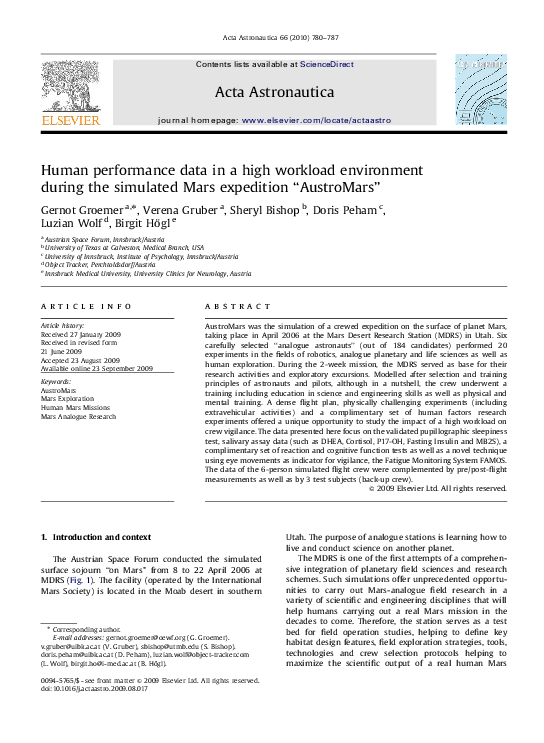 (PDF) Human performance data in a high workload environment during the ...
