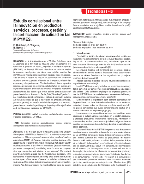 (PDF) Estudio correlacional entre la innovación en productos servicios ...