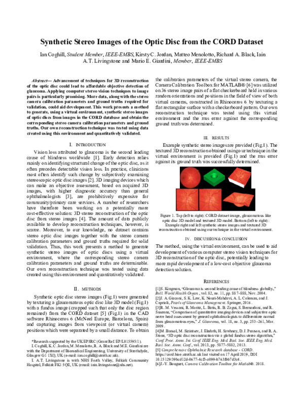 (PDF) Synthetic stereo images of the optic disc from the CORD dataset