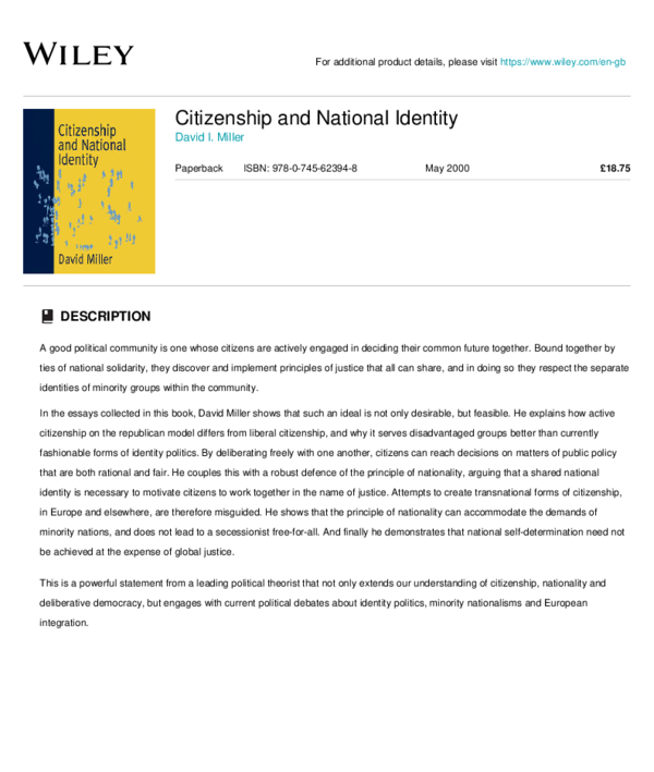 (PDF) Citizenship and national identity
