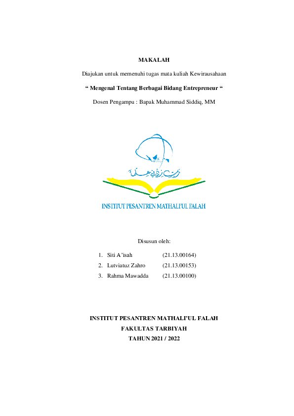(PDF) MAKALAH KEWIRAUSAHAAN- | Ahmad Falih Nur Hidayat - Academia.edu