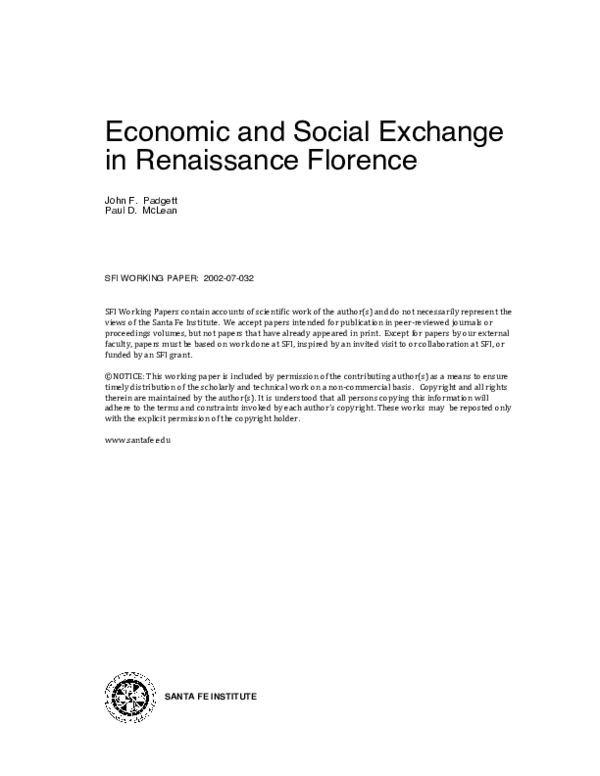 (PDF) Economic and social exchange in Renaissance Florence