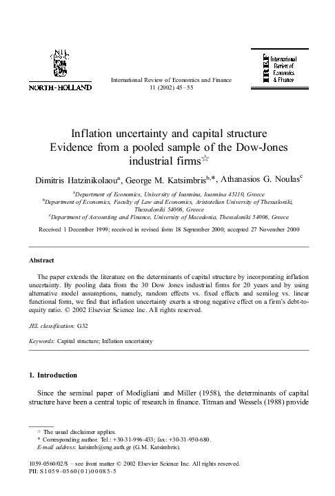 (PDF) Inflation uncertainty and capital structure
