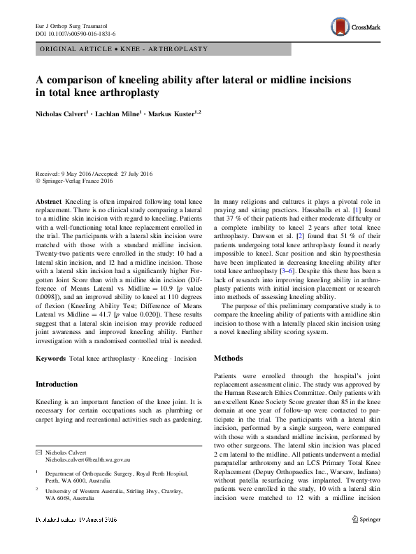 (PDF) A comparison of kneeling ability after lateral or midline ...
