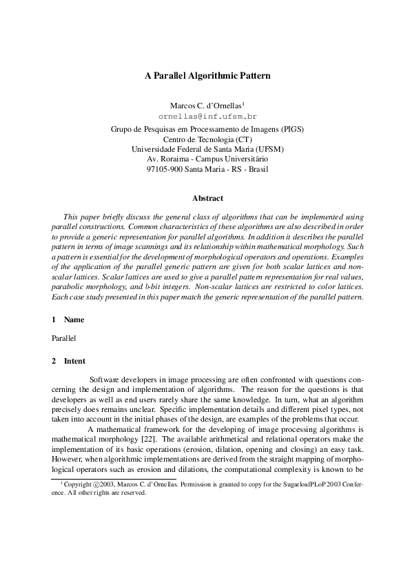(PDF) A Parallel Algorithmic Pattern