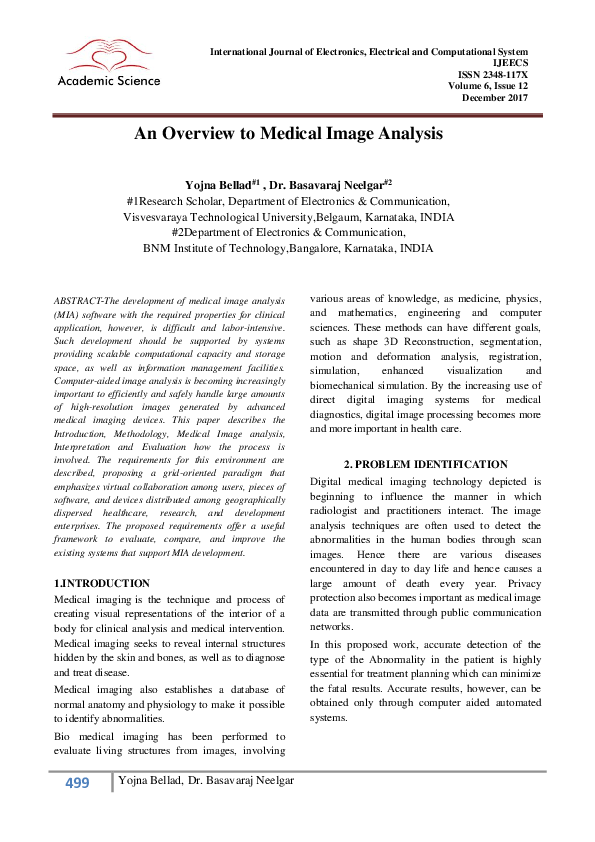 (PDF) 499 An Overview to Medical Image Analysis