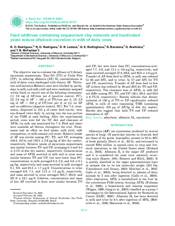 (PDF) Feed additives containing sequestrant clay minerals and ...