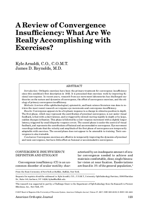 (PDF) A review of convergence insufficiency: what are we really ...