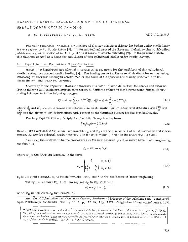 (PDF) Elastic-plastic calculation of thin cylindrical shells under ...