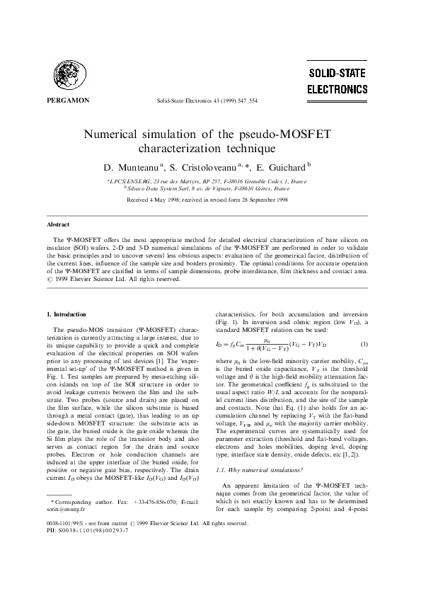 (PDF) Numerical simulation of the pseudo-MOSFET characterization technique | E. Guichard ...
