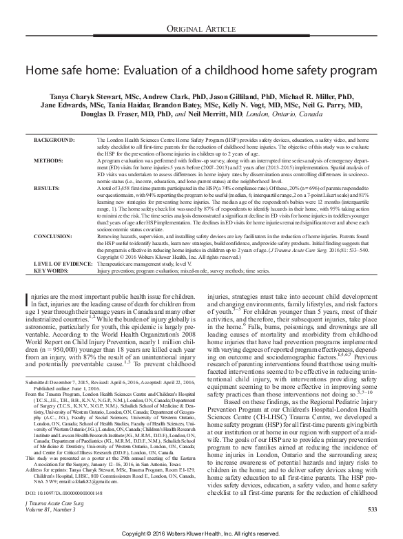 (PDF) Home safe home: Evaluation of a childhood home safety program