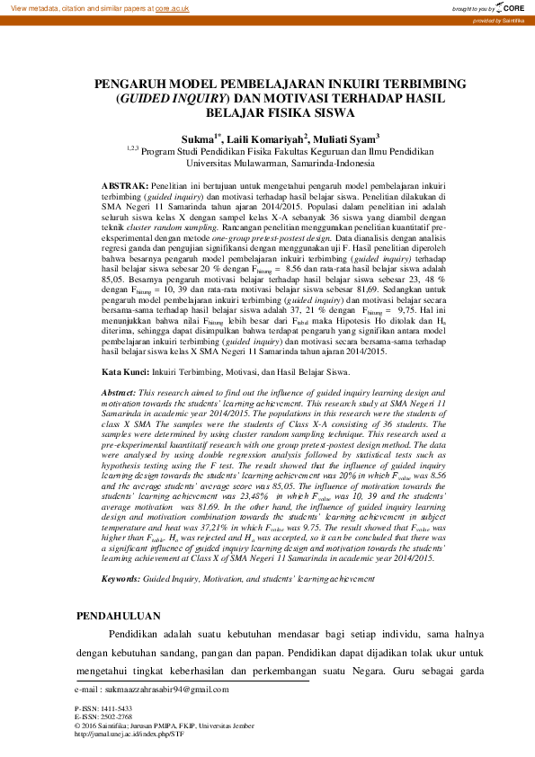 (PDF) Pengaruh Model Pembelajaran Inkuiri Terbimbing Terhadap Pemahaman Konsep Ipa Dengan ...