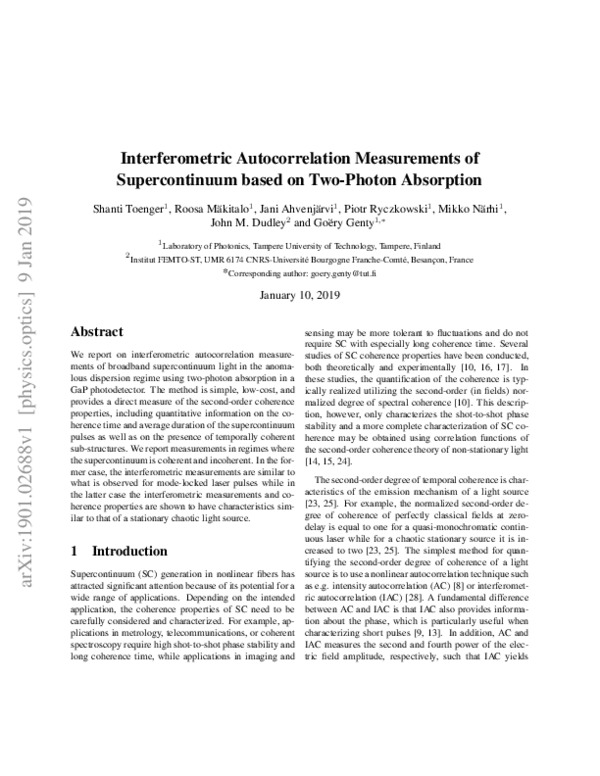 (PDF) Interferometric autocorrelation measurements of supercontinuum ...