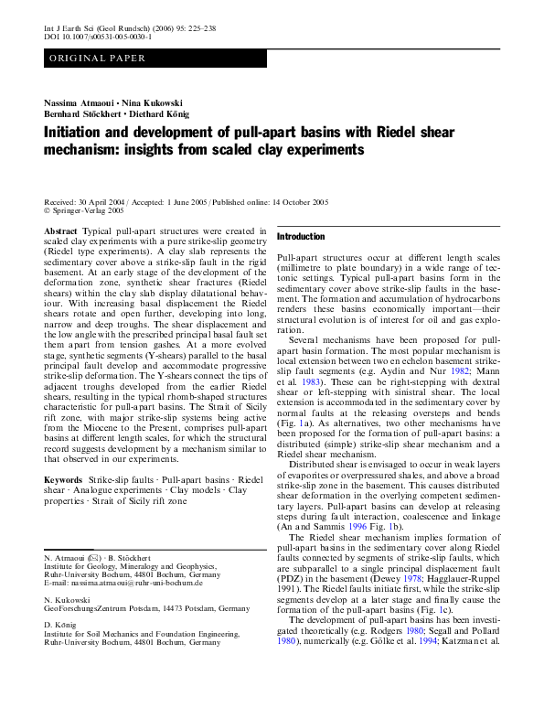 (PDF) Initiation and development of pull-apart basins with Riedel shear ...