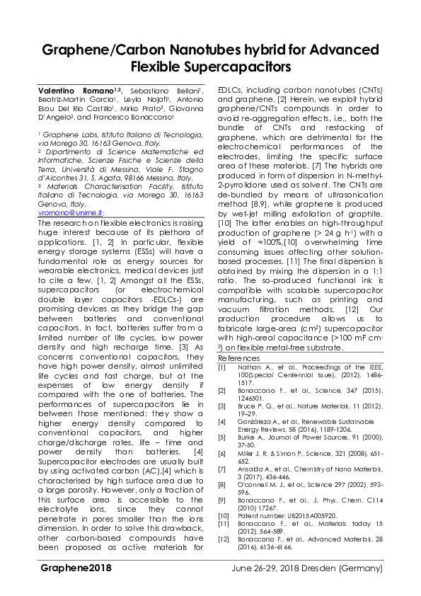 (PDF) Graphene/Carbon Nanotubes hybrid for Advanced Flexible Supercapacitors