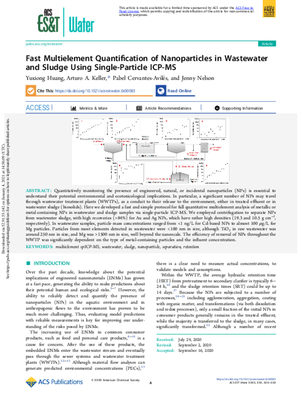 Fast Multielement Quantification of Nanoparticles in Wastewater and ...