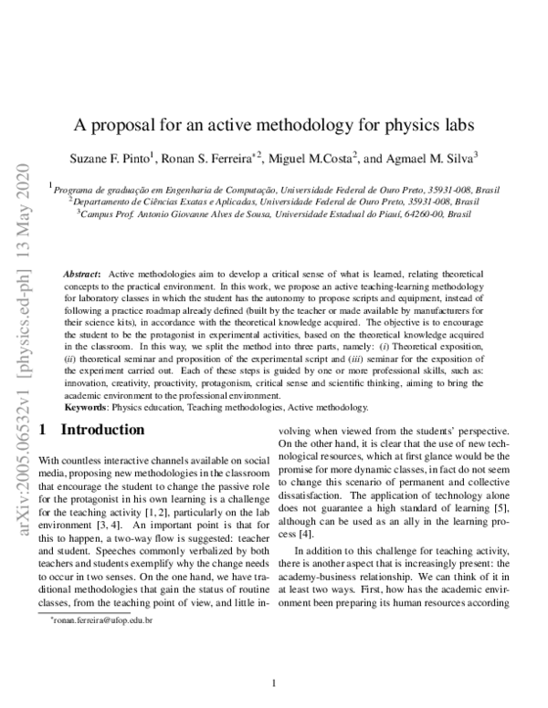 (PDF) A proposal for an active methodology for physics labs