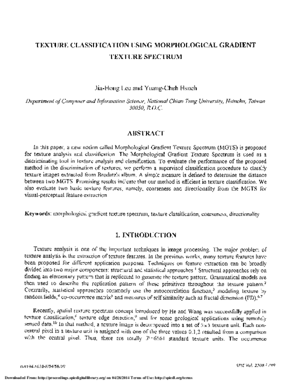 Pdf Texture Classification Using Morphological Gradient Texture Spectrum