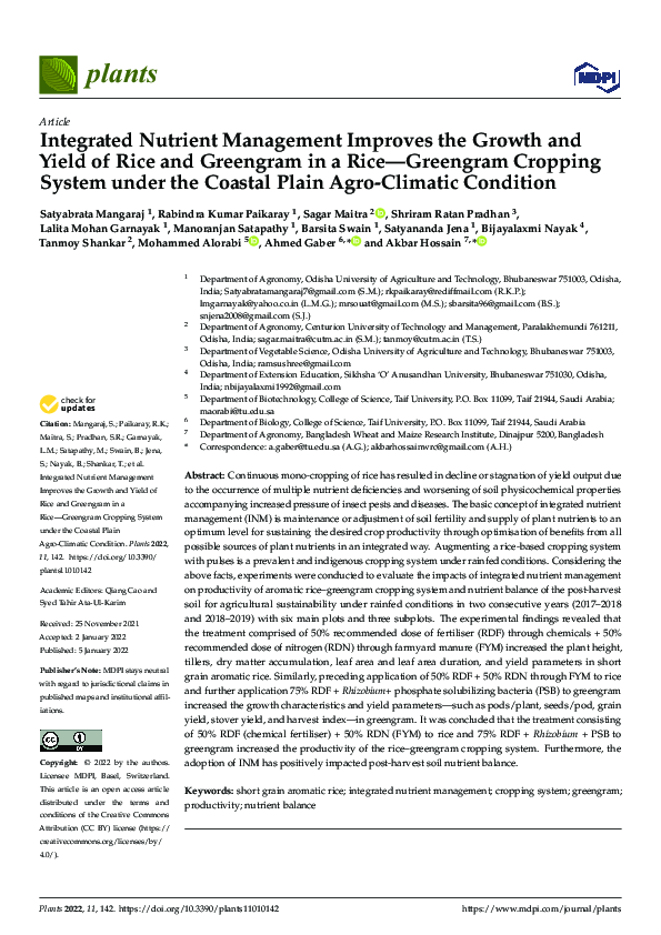 (PDF) Integrated Nutrient Management Improves the Growth and Yield of ...