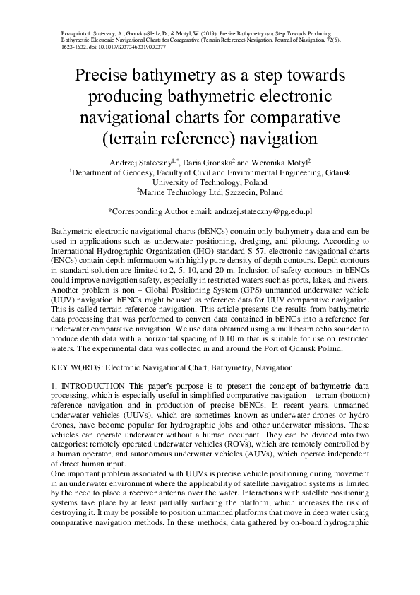(PDF) Precise Bathymetry as a Step Towards Producing Bathymetric ...
