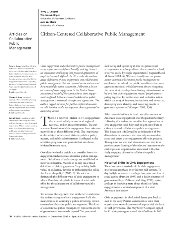 (PDF) Citizen-Centered Collaborative Public Management