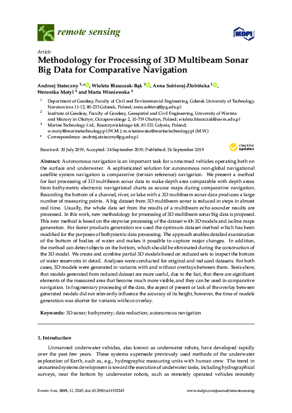 (PDF) Methodology for Processing of 3D Multibeam Sonar Big Data for ...