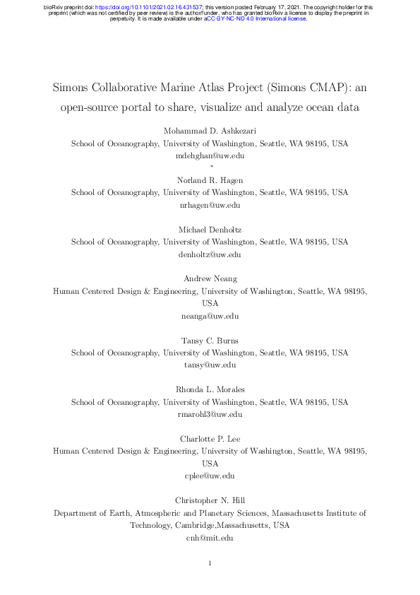 (PDF) Simons Collaborative Marine Atlas Project (Simons CMAP): an open-source portal to share ...