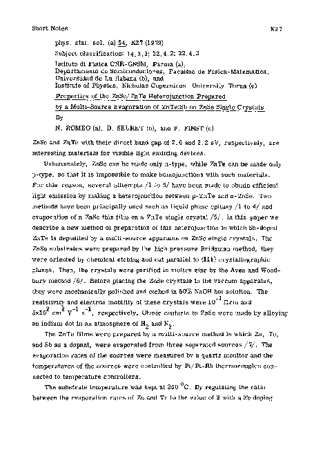 (PDF) Properties of the ZnSe/ZnTe Heterojunction Prepared by a Multi ...