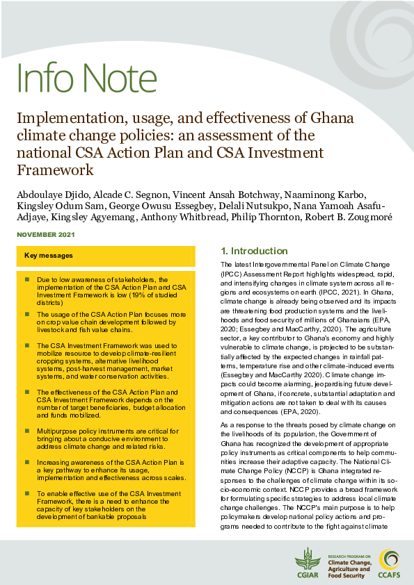 (PDF) Implementation, usage, and effectiveness of Ghana climate change ...