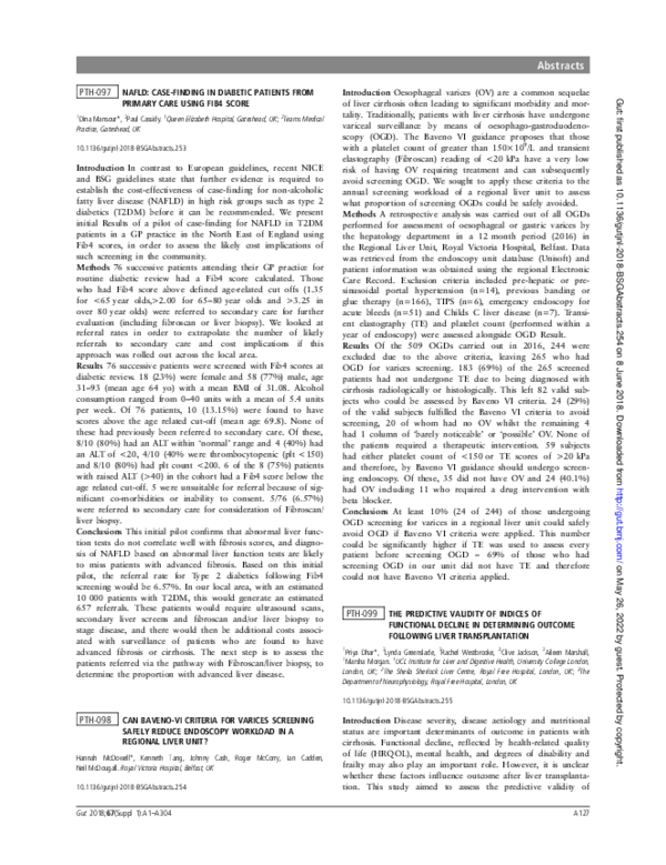 (PDF) PTH-098 Can baveno-VI criteria for varices screening safely ...