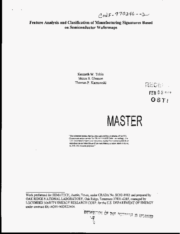 (PDF) Feature analysis and classification of manufacturing signatures ...