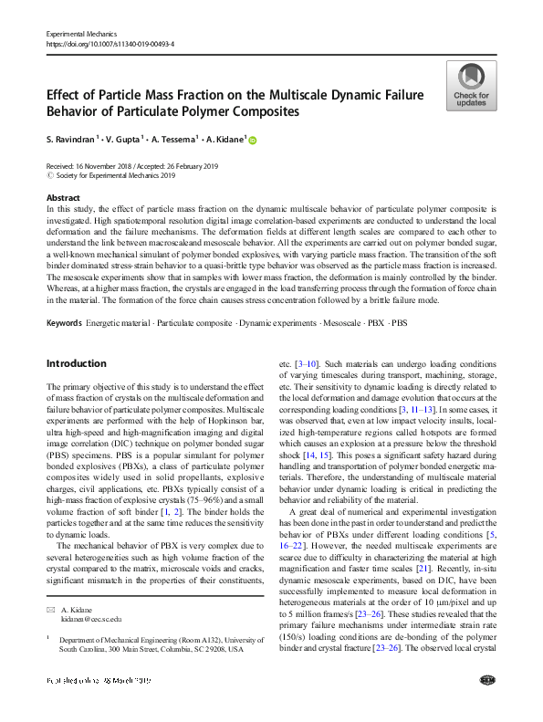 (PDF) Effect of Particle Mass Fraction on the Multiscale Dynamic Failure Behavior of Particulate ...