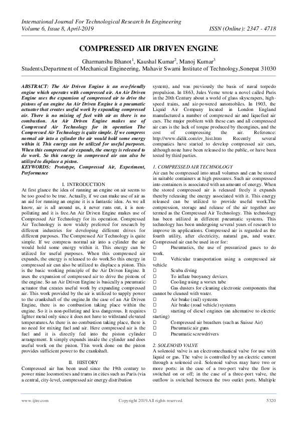 (PDF) Compressed Air Driven Engine