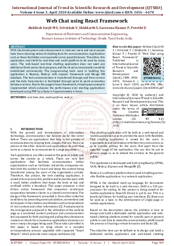 (PDF) Web Chat using React Framework