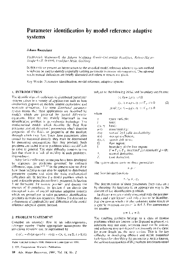 (PDF) Parameter identification by model reference adaptive systems